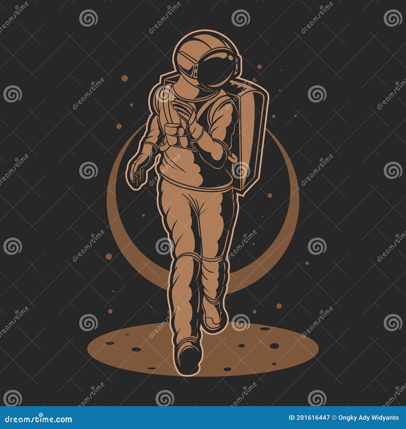 Astronaut Jogging on Space Vector Illustration Stock Vector ...