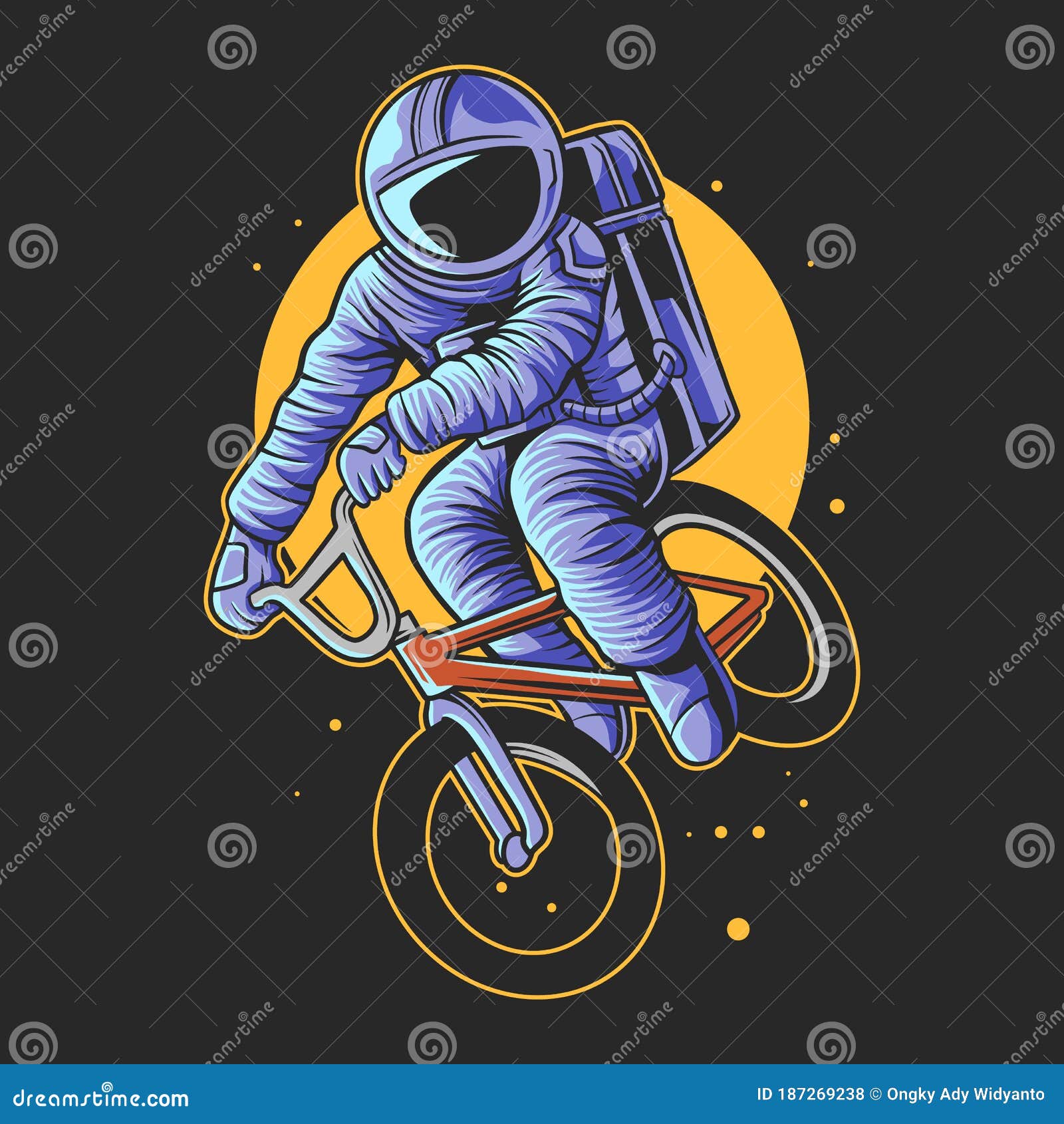 Astronaut Jump with Bmx Bikes Over the Moon Vector Illustration Stock Vector - Illustration of ...