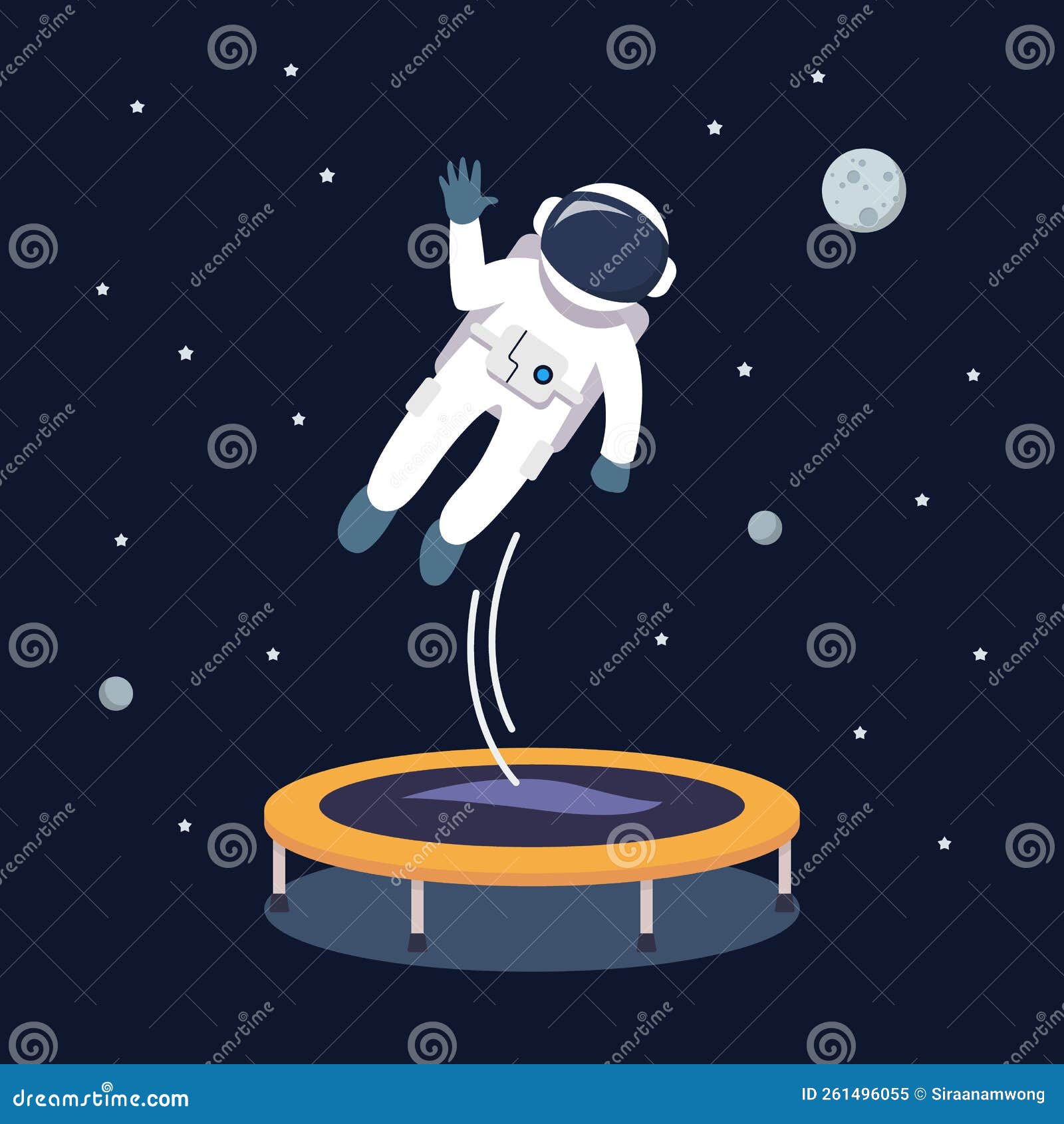 Astronaut Jumping and Bouncing on Trampoline Stock Vector ...