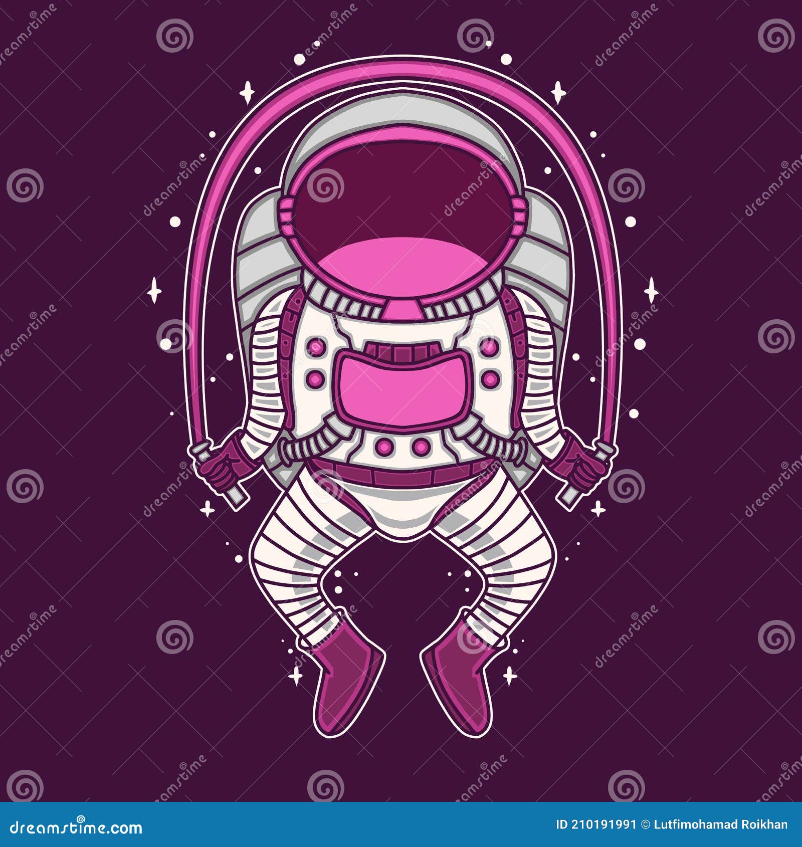 Astronaut Jumping with Rope on Space Vector Illustration Stock Vector ...