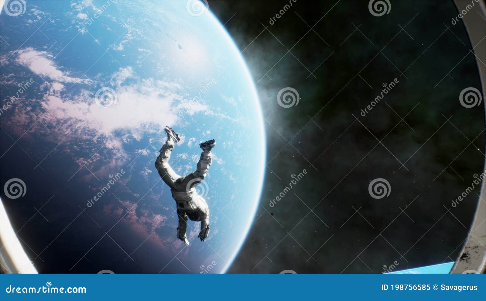 Jumping Astronaut In Space