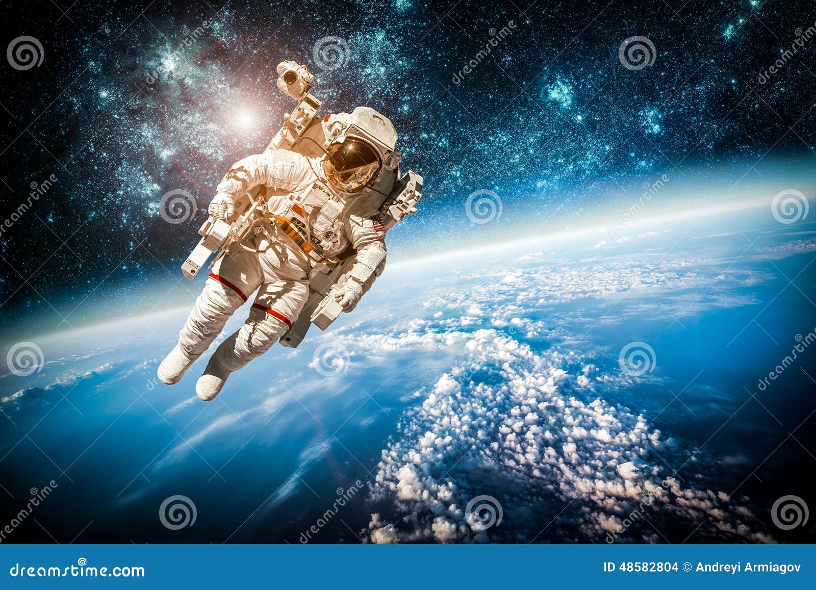 Astronaut in Kosmische Ruimte Stock Foto - Image of baan, blauw: 48582804