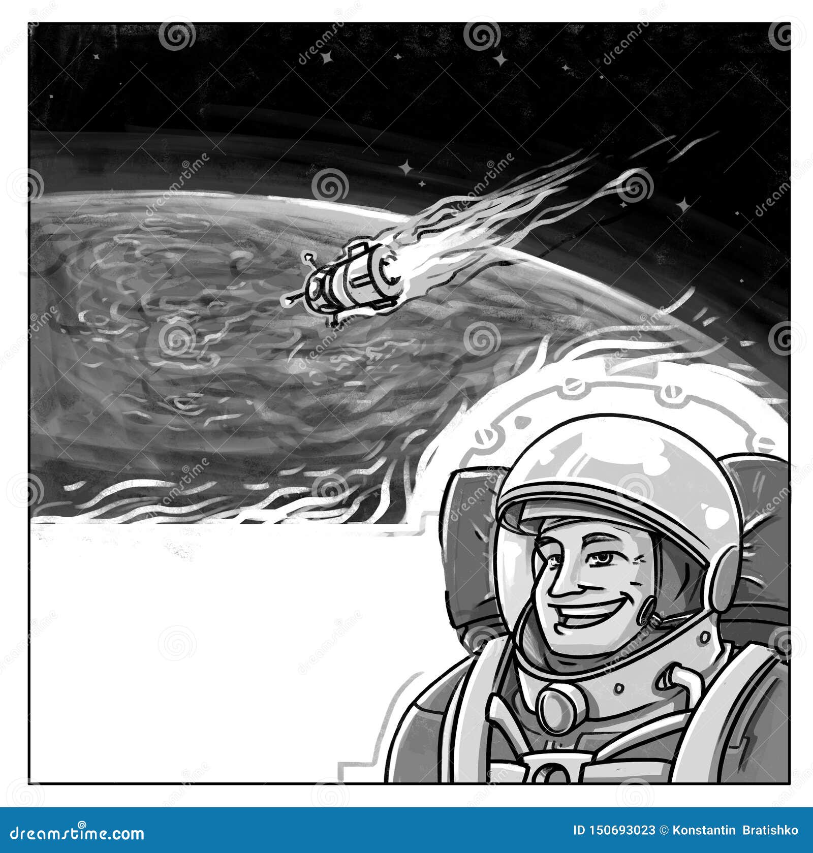 Astronaut Landing Down Comics Style Stock Illustration - Illustration ...