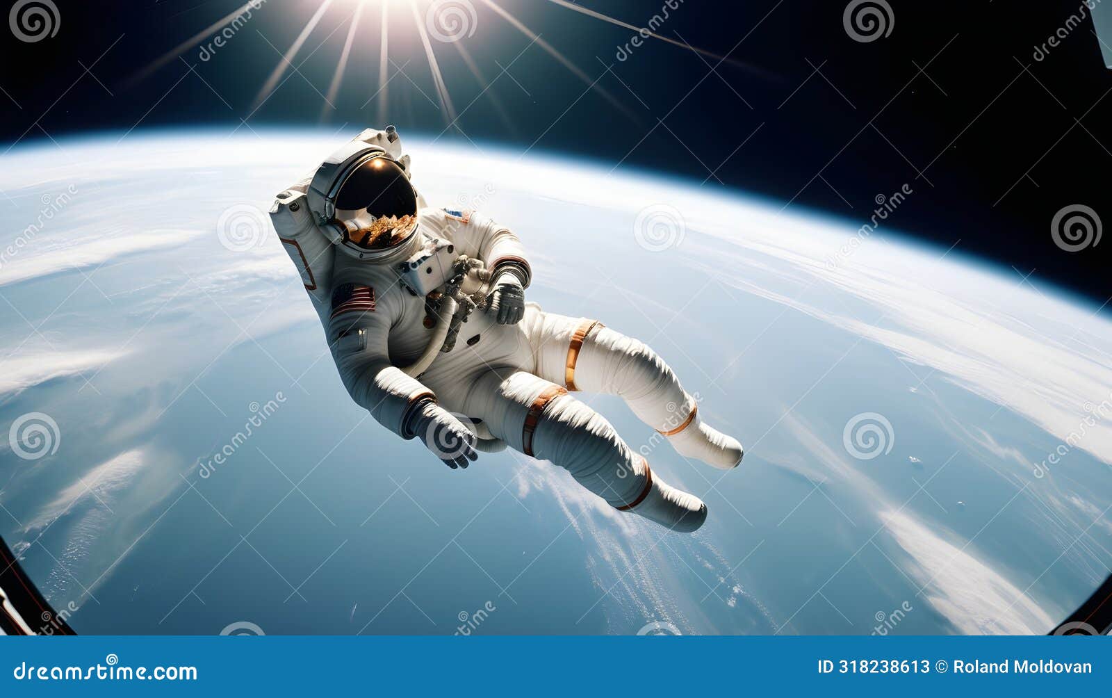 An Astronaut in a Space Walk. Stock Illustration - Illustration of ...