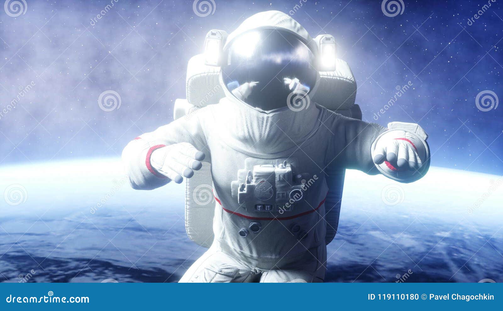 Astronaut Levitation In Space. Green Screen. 3d Rendering. Royalty-Free ...