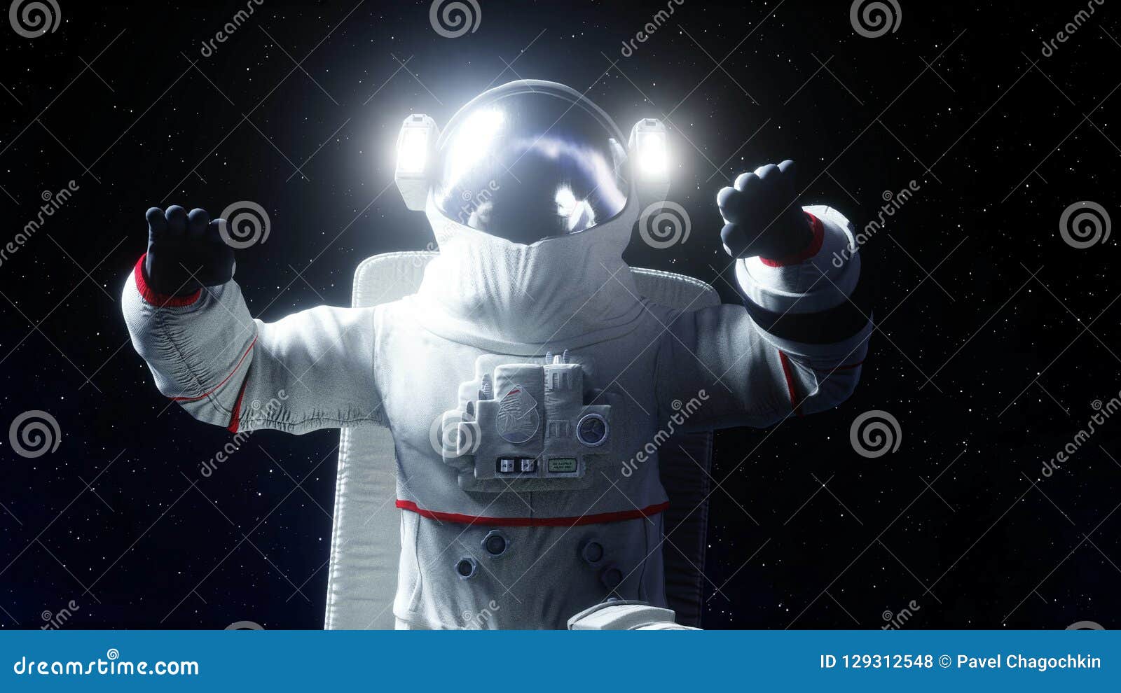 Astronaut Levitation in Space. 3d Rendering. Stock Illustration ...