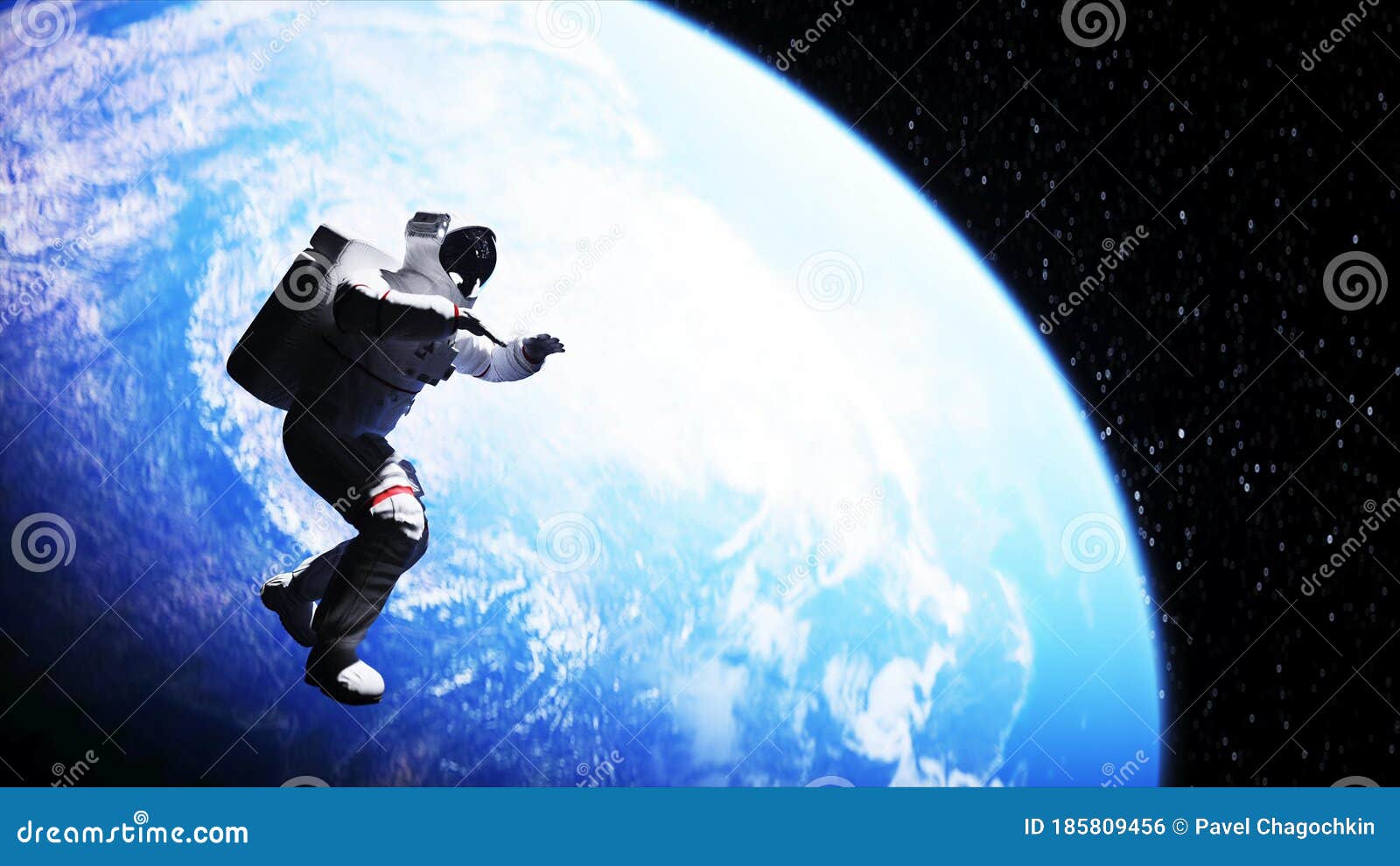 Astronaut Levitation in Space. Realistic 3d Rendering. Stock ...