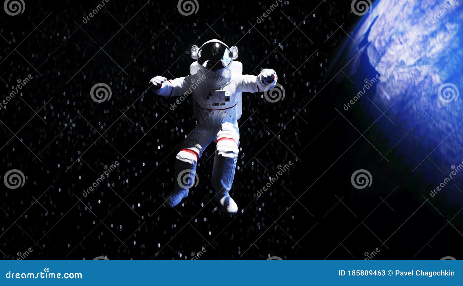 Astronaut Levitation In Space. Green Screen. 3d Rendering. Royalty-Free ...