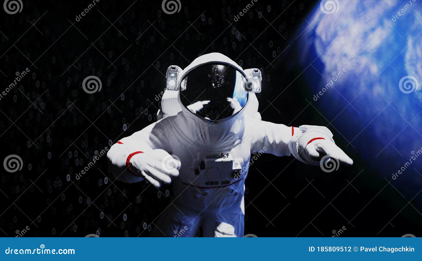 Astronaut Levitation in Space. Realistic 3d Rendering. Stock ...