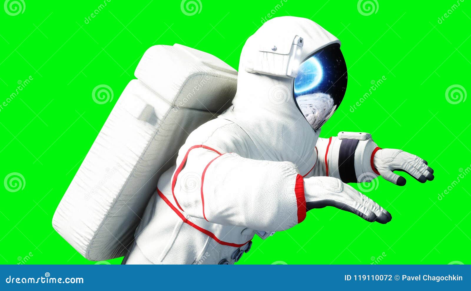 Astronaut Levitation In Space. Green Screen. 3d Rendering. Royalty-Free ...