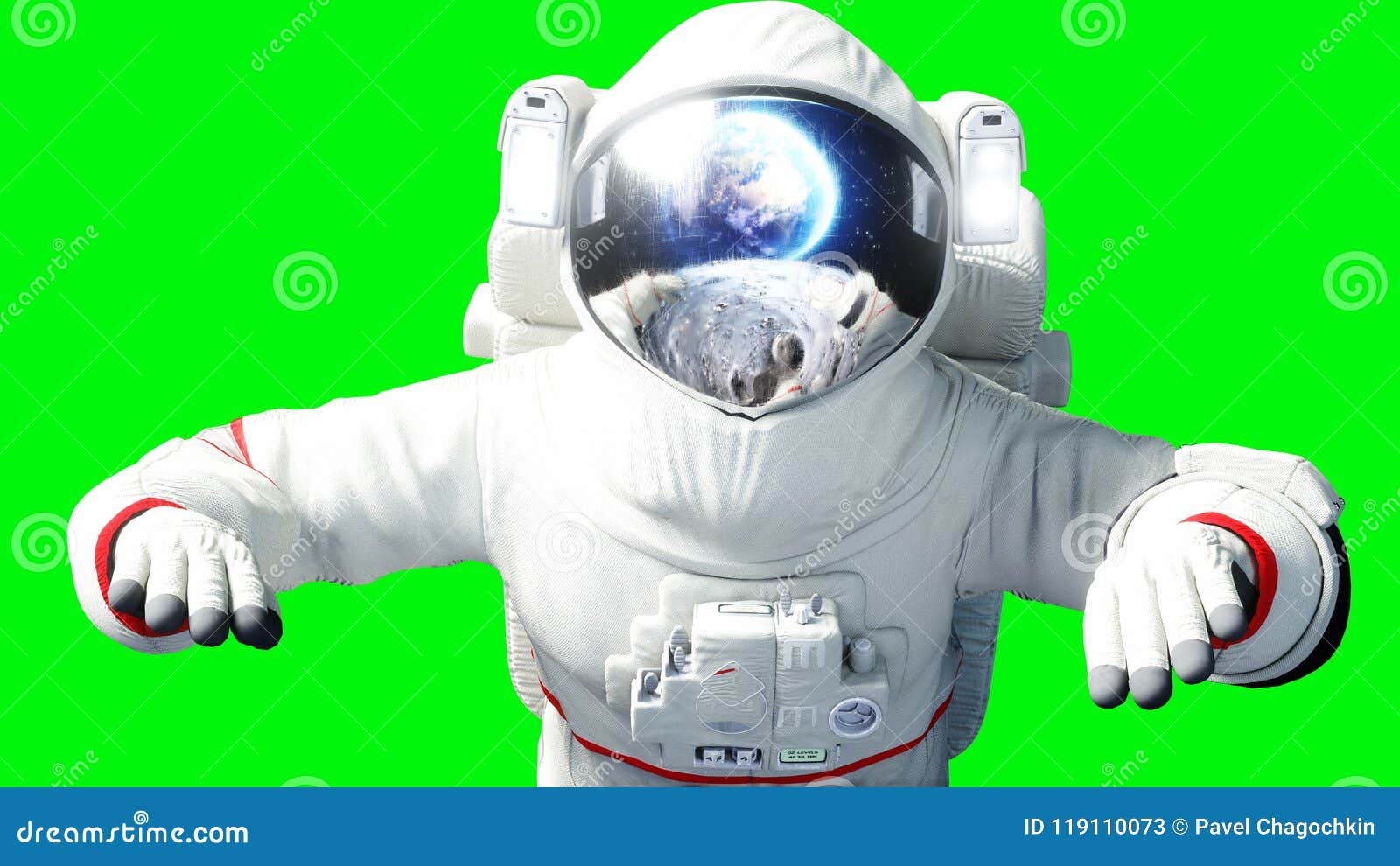Astronaut Levitation in Space. Green Screen. 3d Rendering. Stock ...