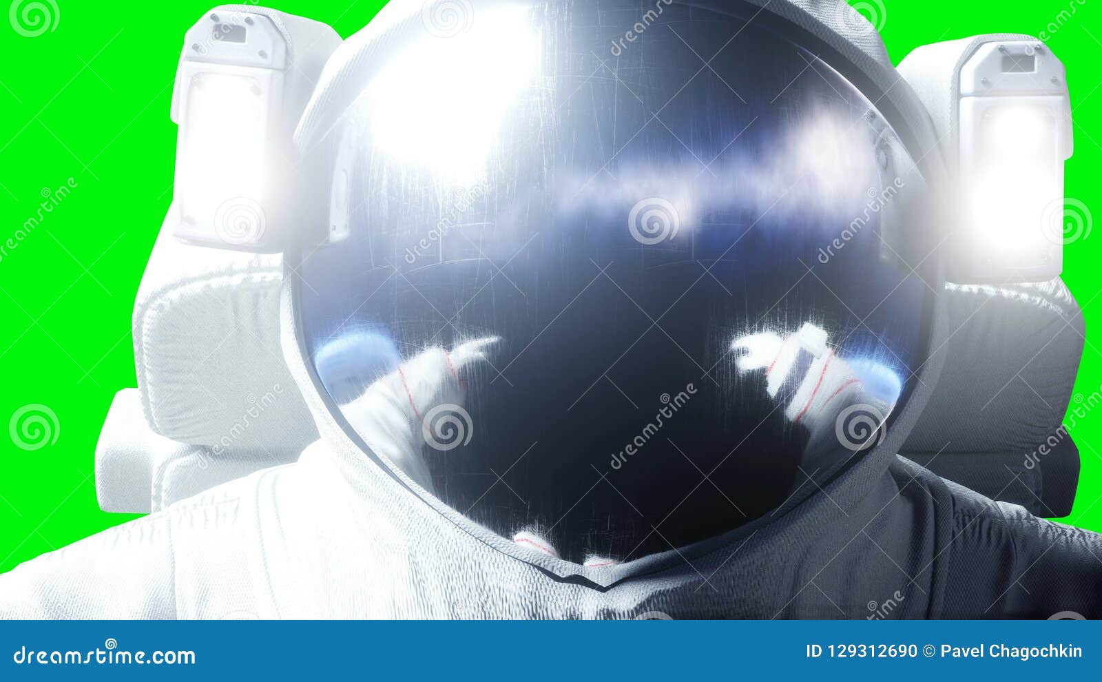 Astronaut Levitation in Space. Green Screen. 3d Rendering. Stock ...