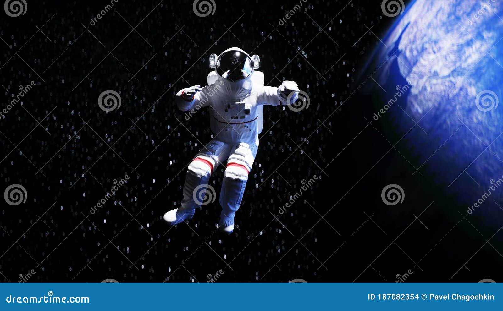 Astronaut Levitation in Space. Realistic 4k Animation. Stock Footage ...
