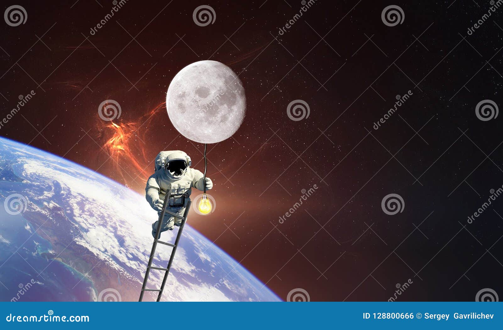 Astronaut Lighting Planet Earth.mission in Outer Space Stock Photo ...