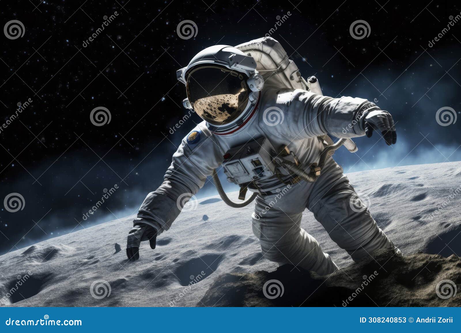 Astronaut on the Lunar Surface Stock Image - Image of cosmos, satellite ...