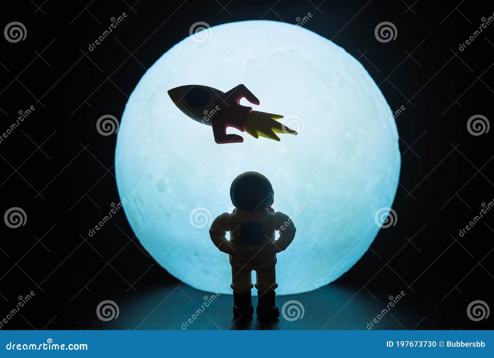 The Astronaut Man on the Moon.Space Explorer Concept Stock Photo ...
