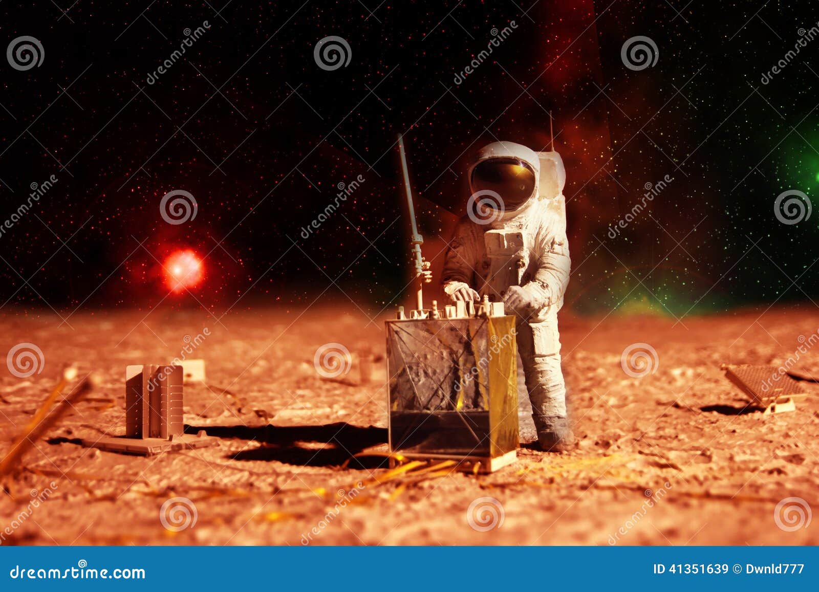Astronaut on mars stock image. Image of mars, moon, desert - 41351639