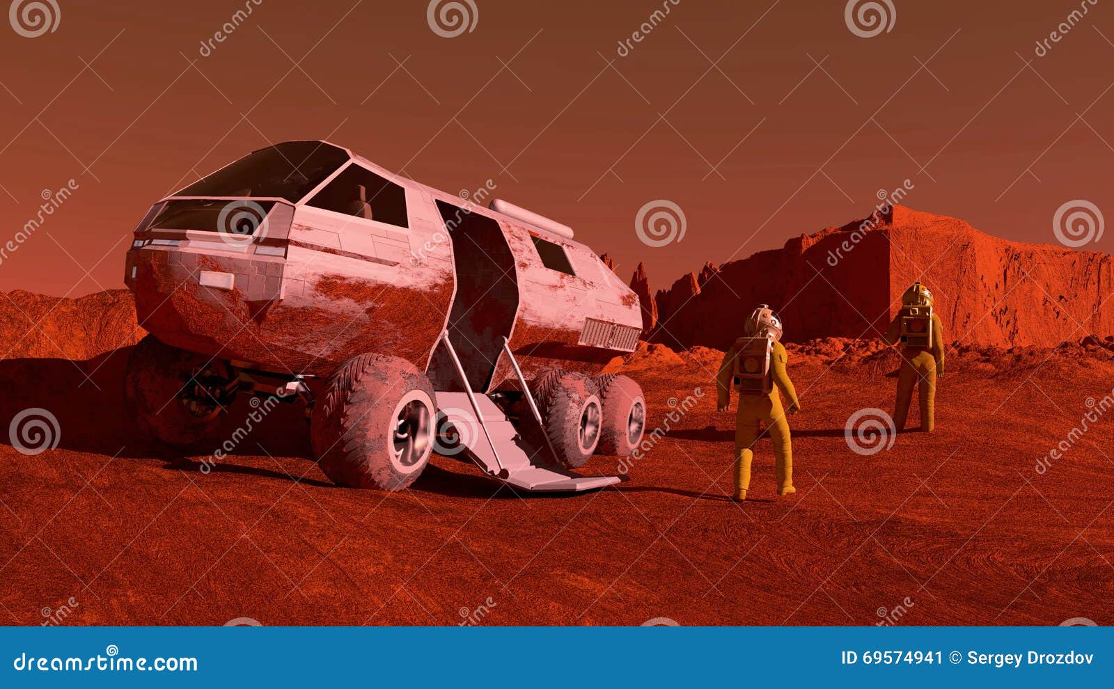 Mars Rover Or Lunar Rover Side View With Manipulator And Video Camera ...