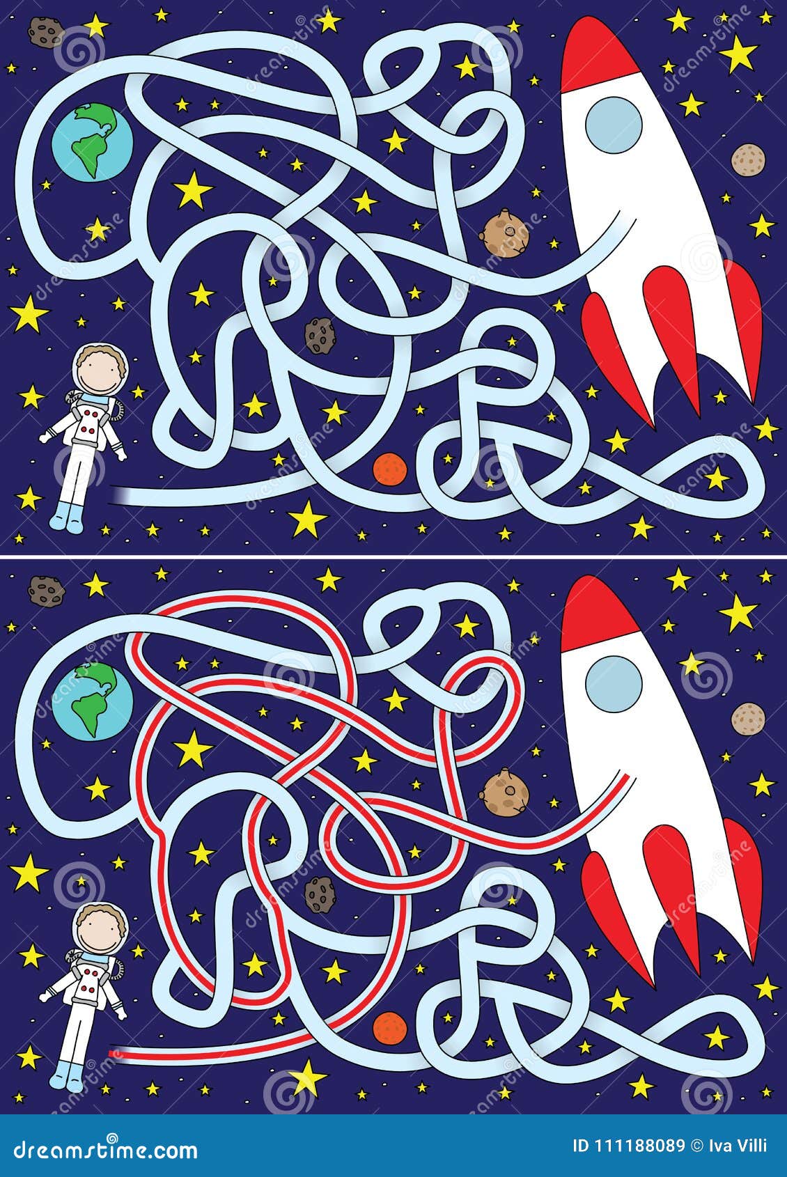 Astronaut maze stock vector. Illustration of rocket - 111188089