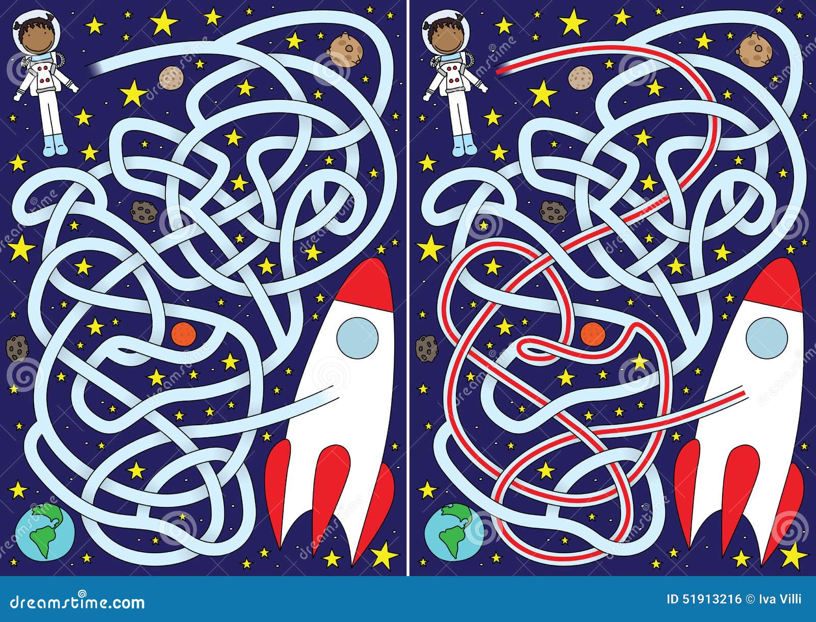 Astronaut maze stock vector. Illustration of solution - 51913216