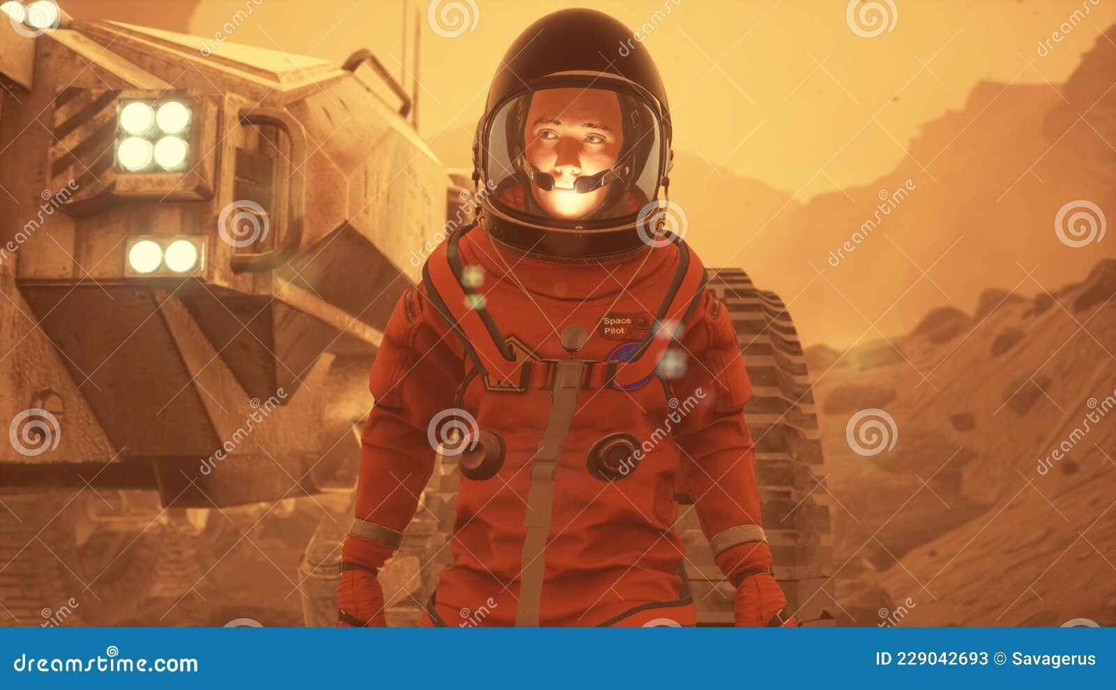 An Astronaut Meets the Dawn on an Alien Desert Planet. the Man Was ...