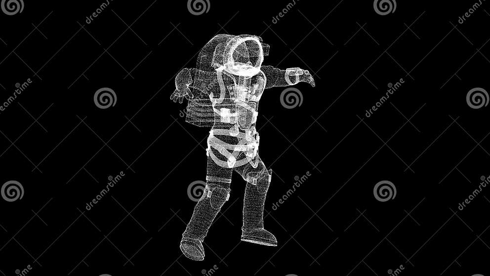 Astronaut in Modern Scaphandre from Many Small Particles is in the ...