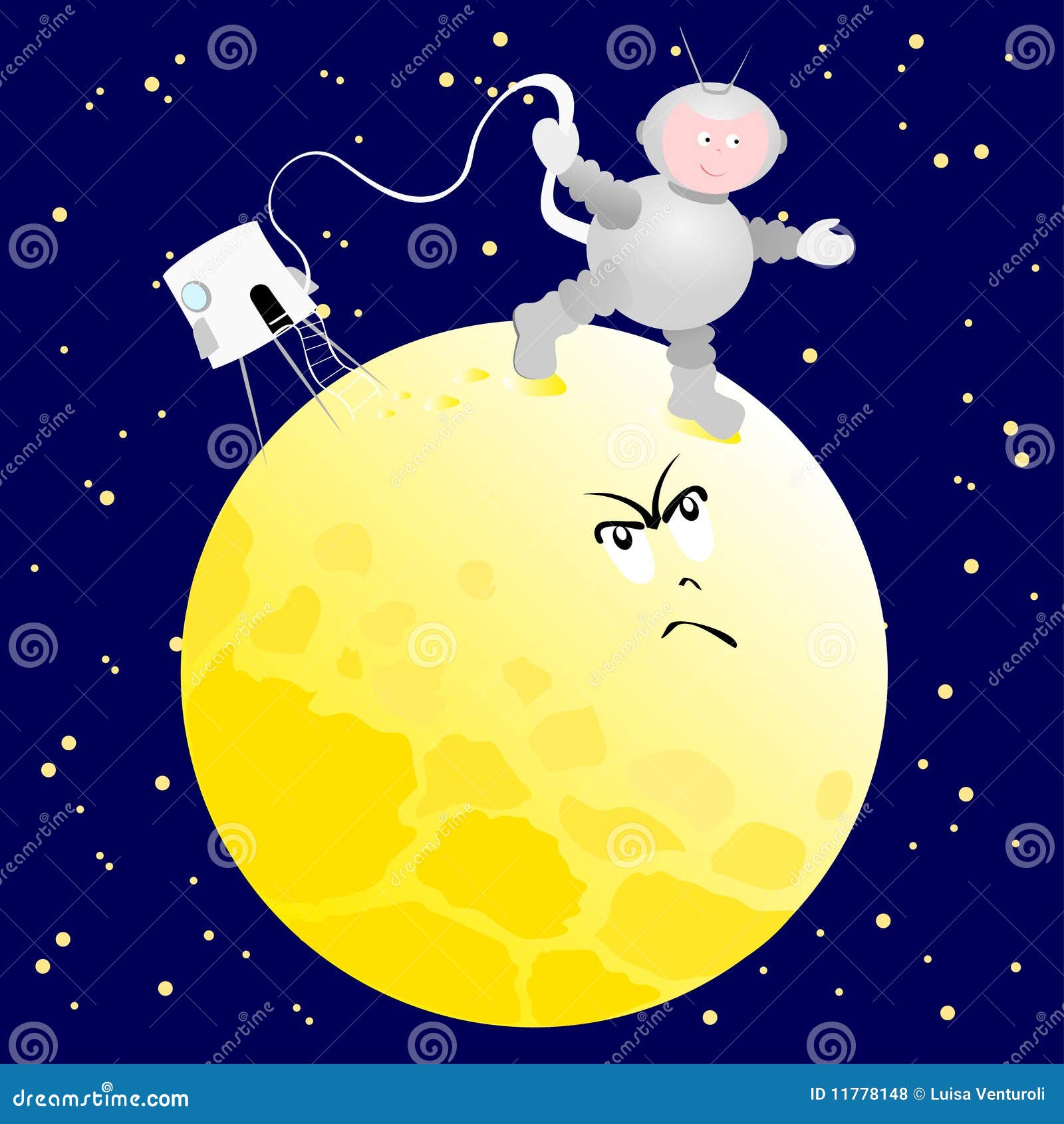 Astronaut and moon stock illustration. Illustration of scowling - 11778148