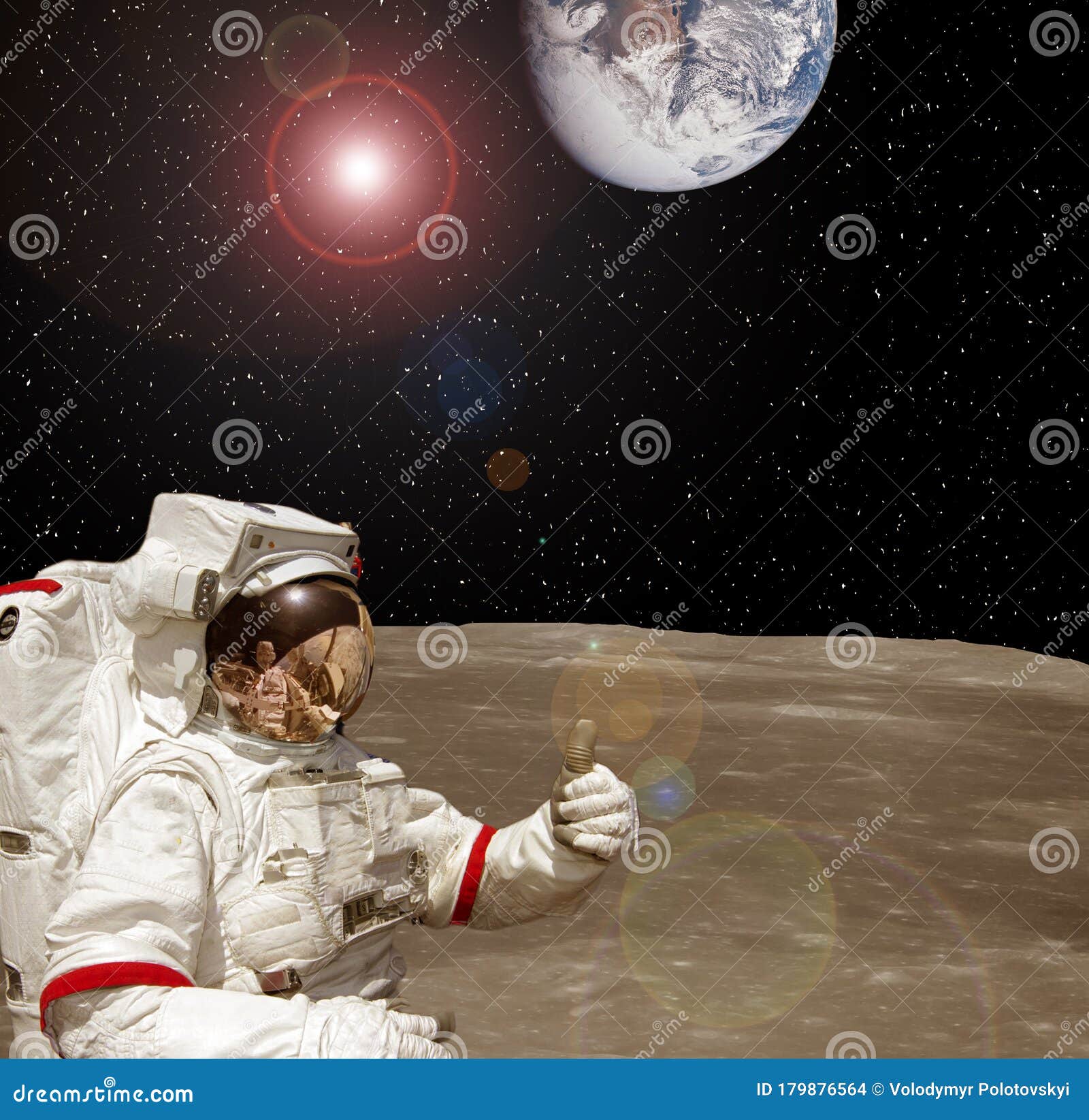 Astronaut on the Moon Surface. Elements of this Image Furnished by NASA ...