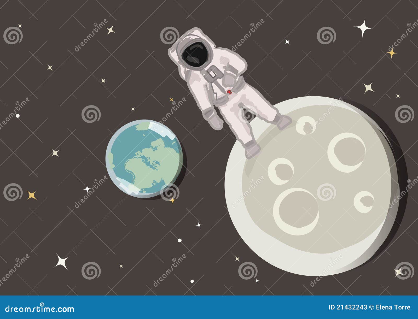 Astronaut on the Moon Vector Stock Vector - Illustration of planet ...