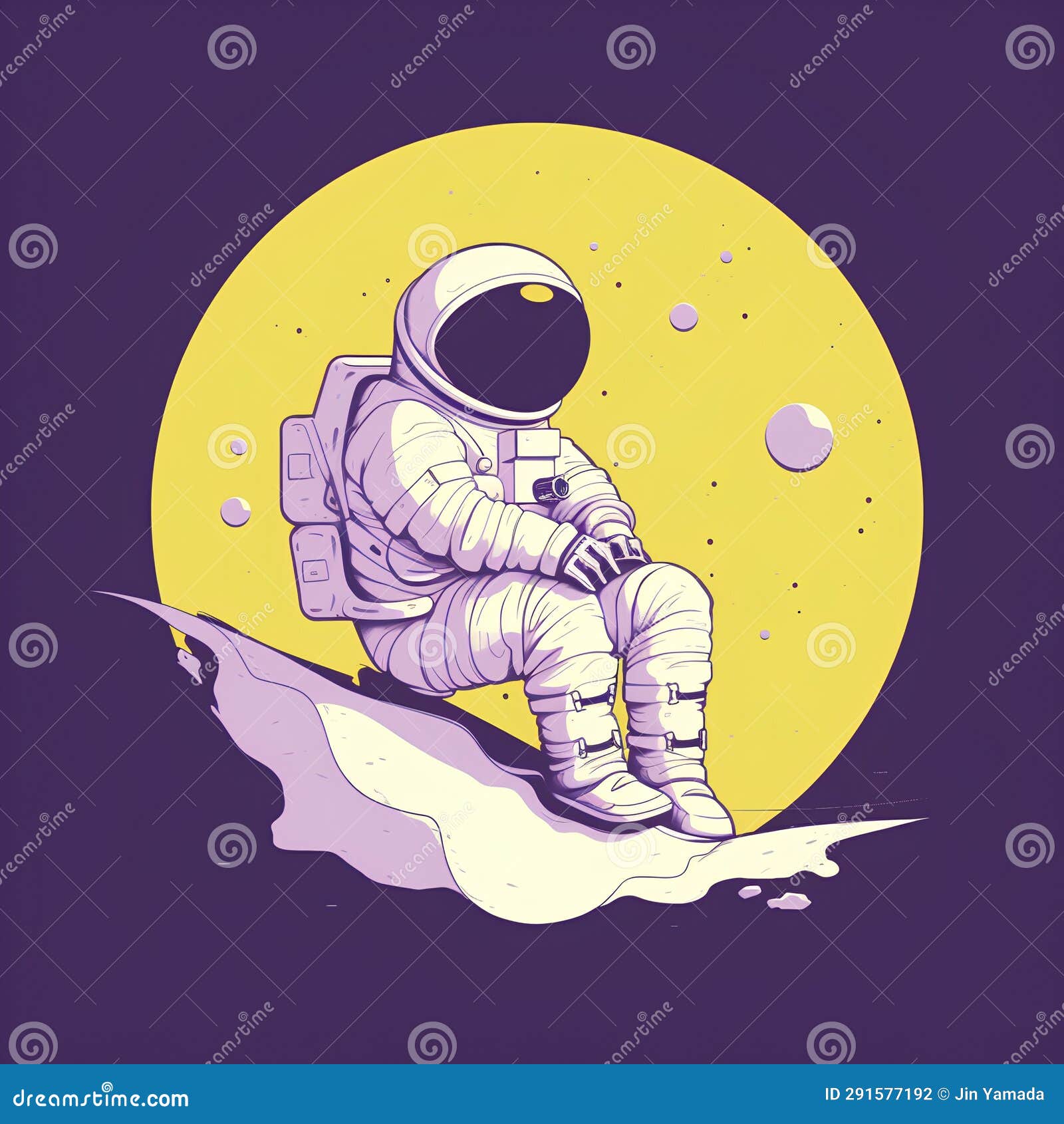 Astronaut on the Moon. Vector Illustration of Astronaut in Space Stock ...
