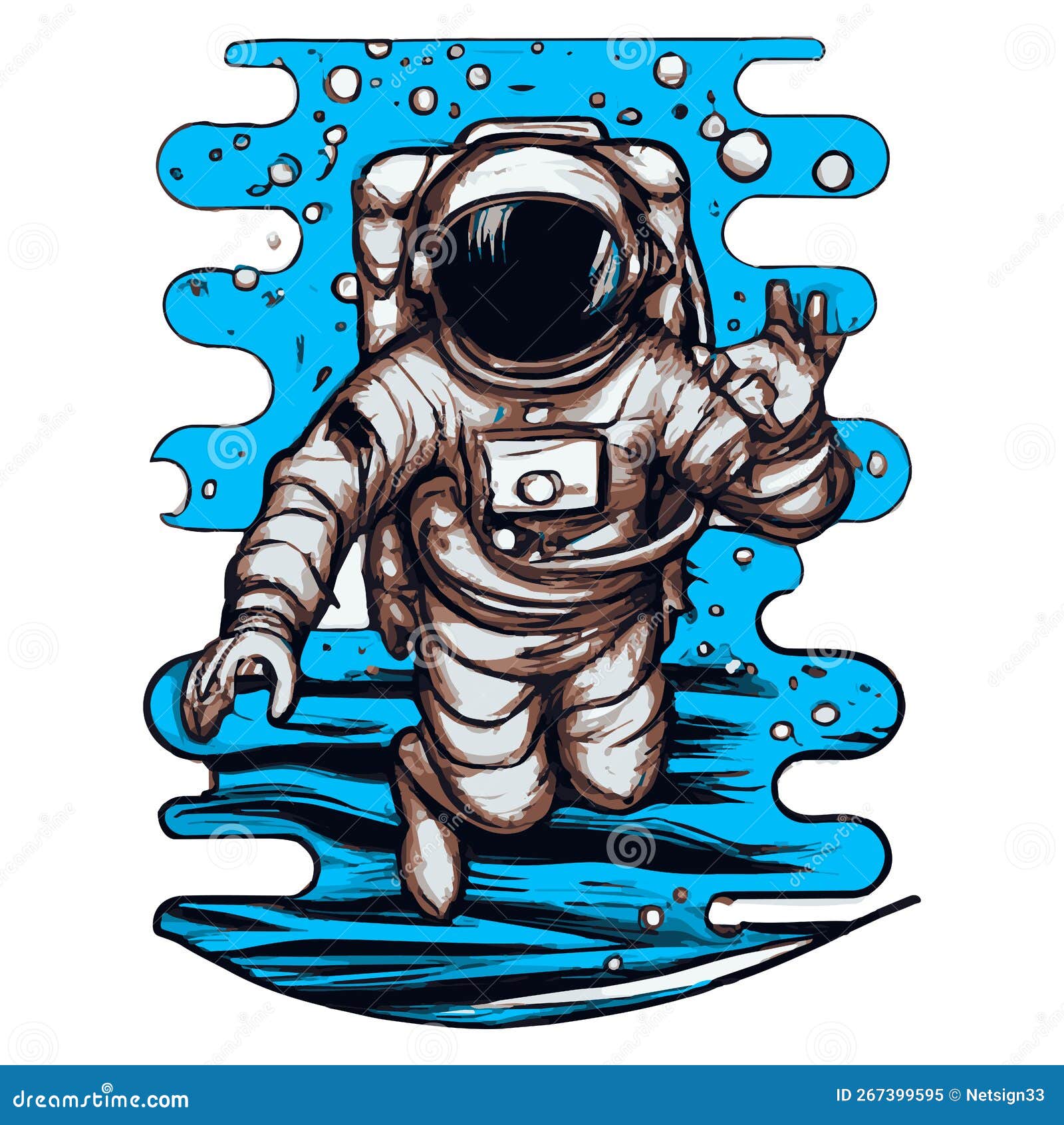 Astronaut in the Ocean Comic Vector Style. Based on Generative AI Stock ...
