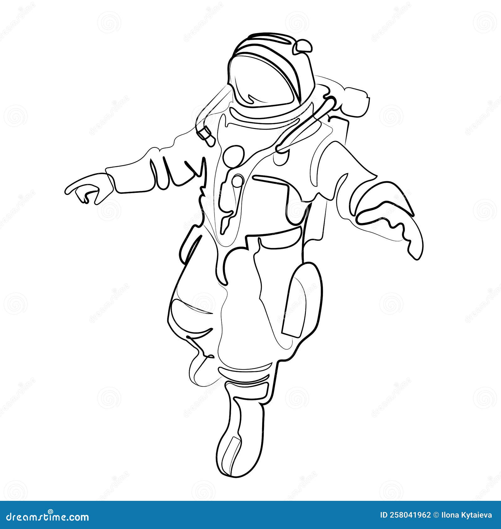 Astronaut One Continuous Line Drawing Vector Simple Illustration ...