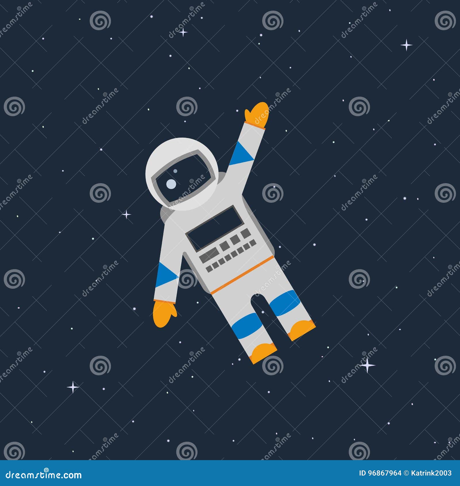 Astronaut in the Open Space Waves His Hand Stock Vector - Illustration ...