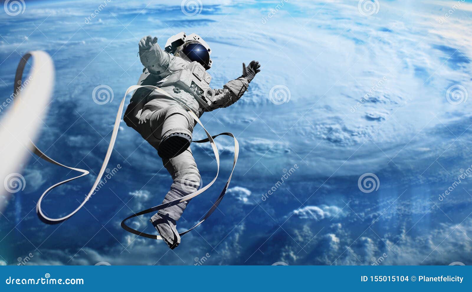 Astronaut in Orbit of Planet Earth Stock Illustration - Illustration of ...
