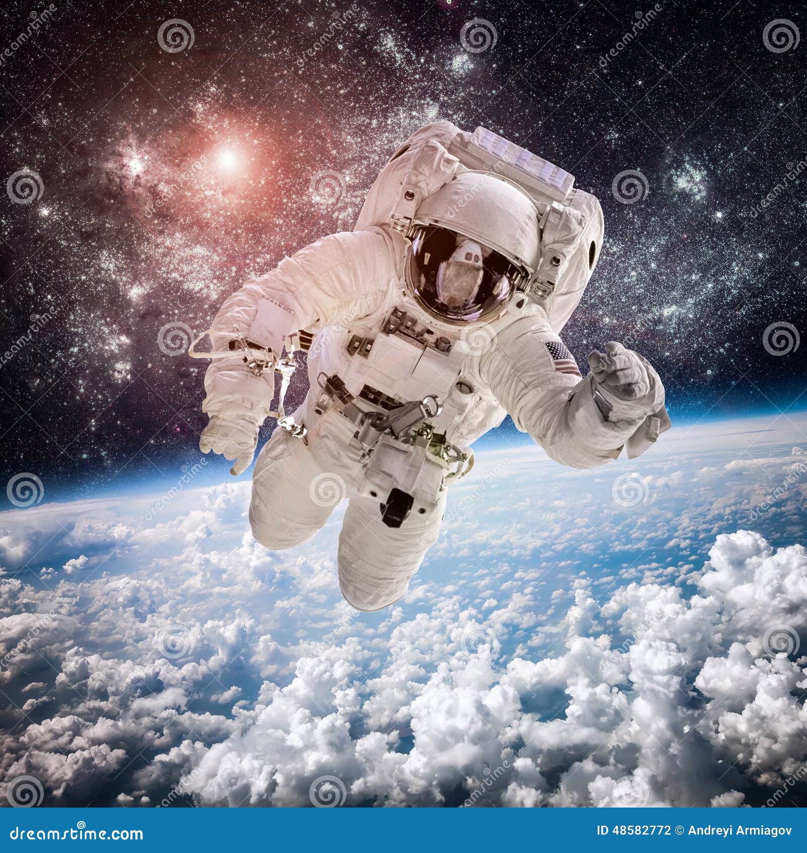Astronaut in outer space stock photo. Image of earth - 48582772