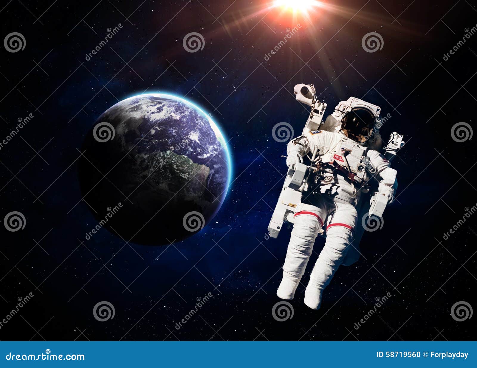 Astronaut in Outer Space Against the Backdrop of Editorial Image ...