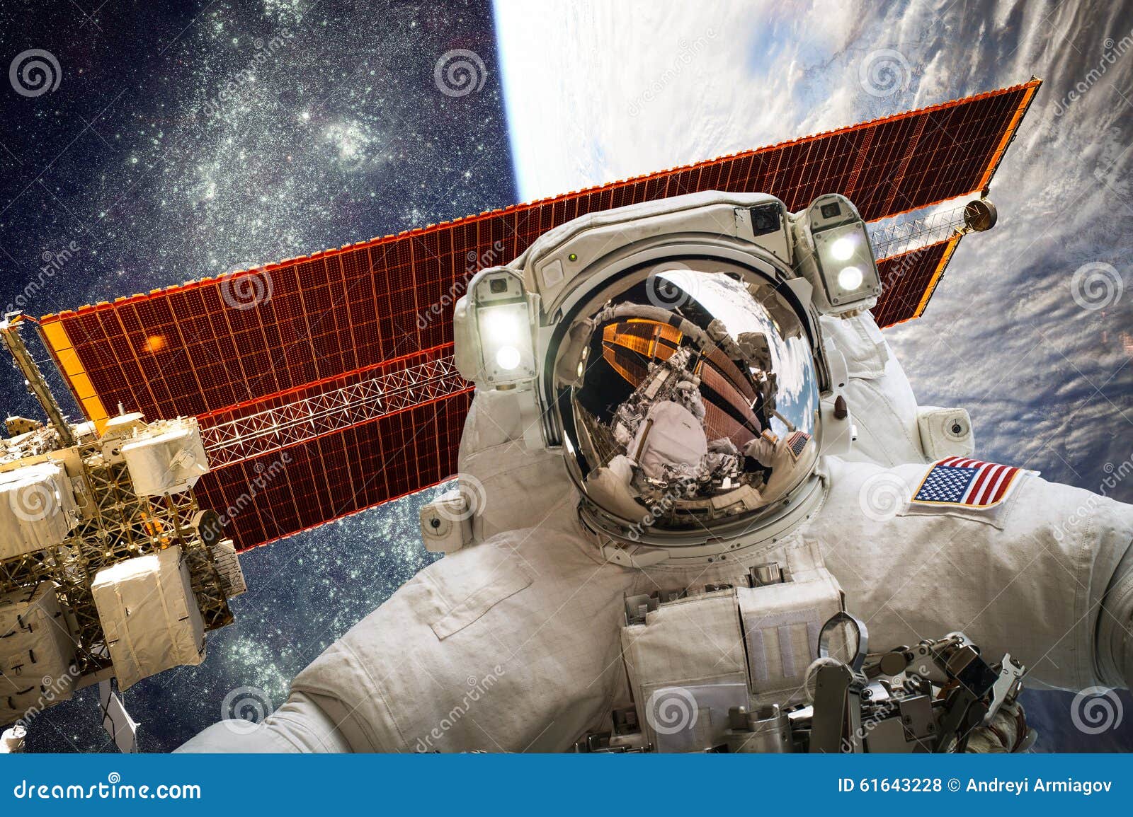 Astronaut in outer space stock photo. Image of background - 61643228