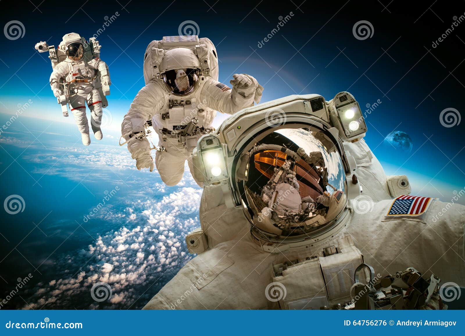Astronaut in outer space stock photo. Image of energy - 64756276