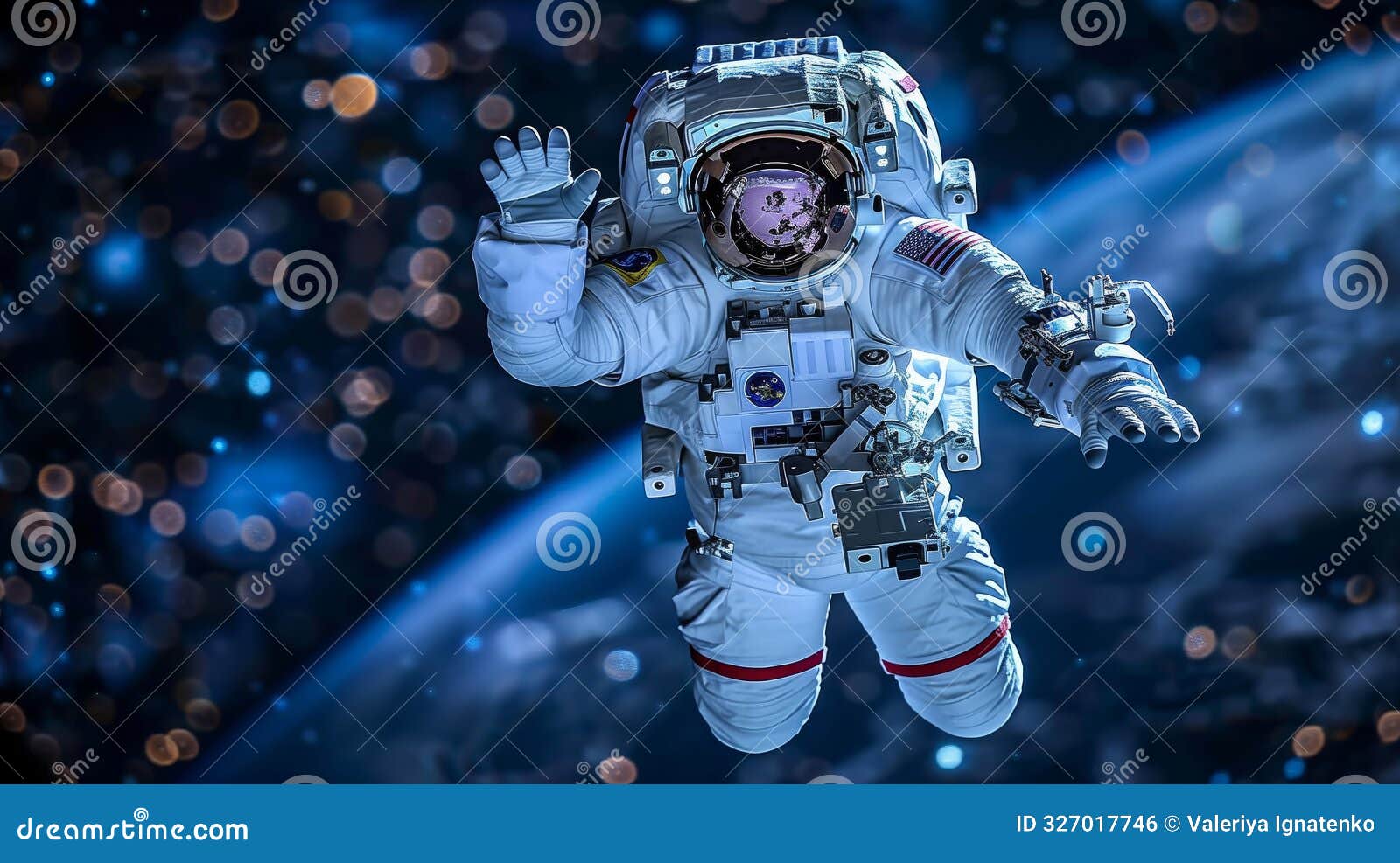 Astronaut in Outer Space Against the Backdrop of the Planet Earth ...
