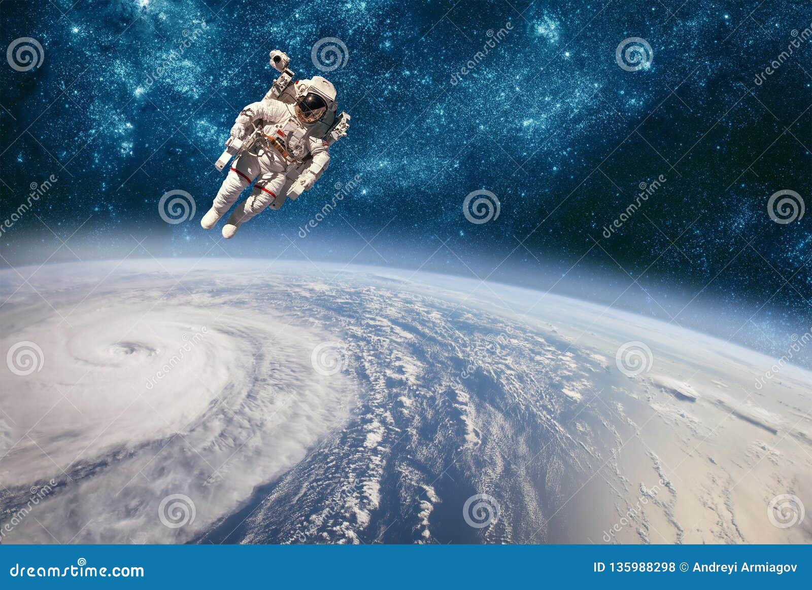 Astronaut in Outer Space Against the Backdrop of the Planet Earth ...