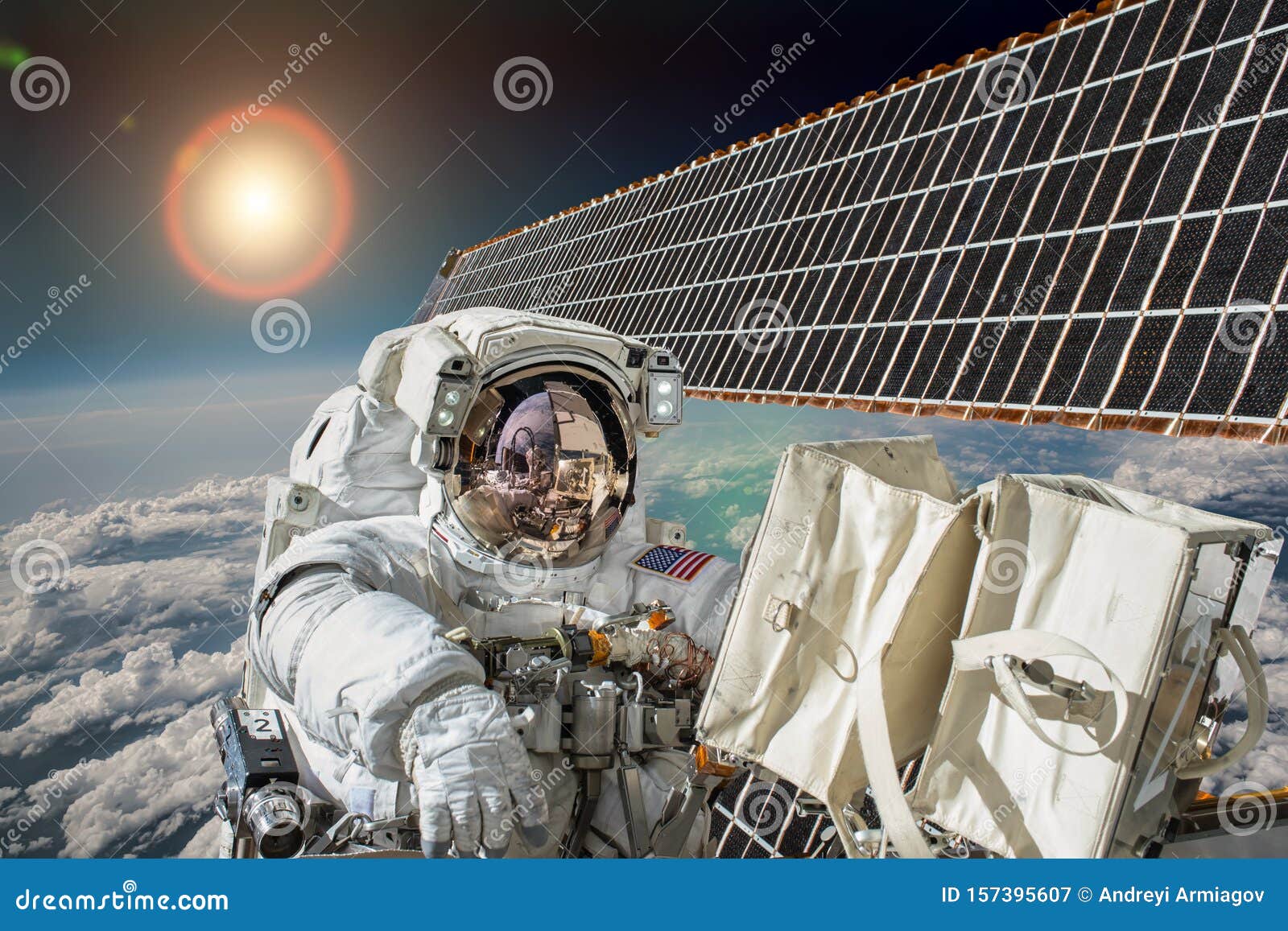 Astronaut in outer space stock image. Image of nasa - 157395607