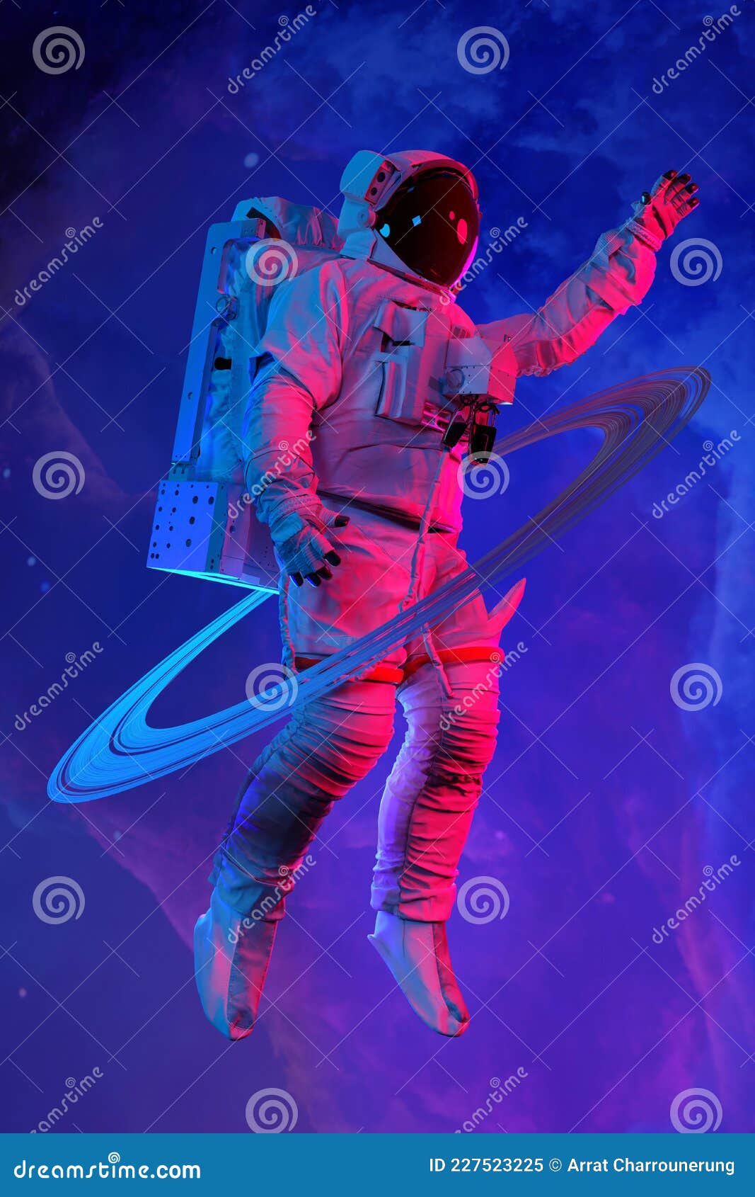 Sad Astronaut In Outer Space. Sorrowful Pessimistic Spaceman. Sp ...