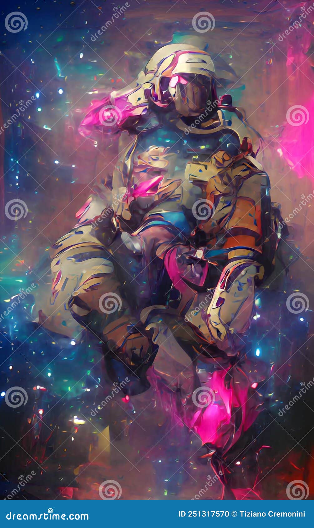 Astronaut in Outer Space, Digital Painting Illustration Stock ...