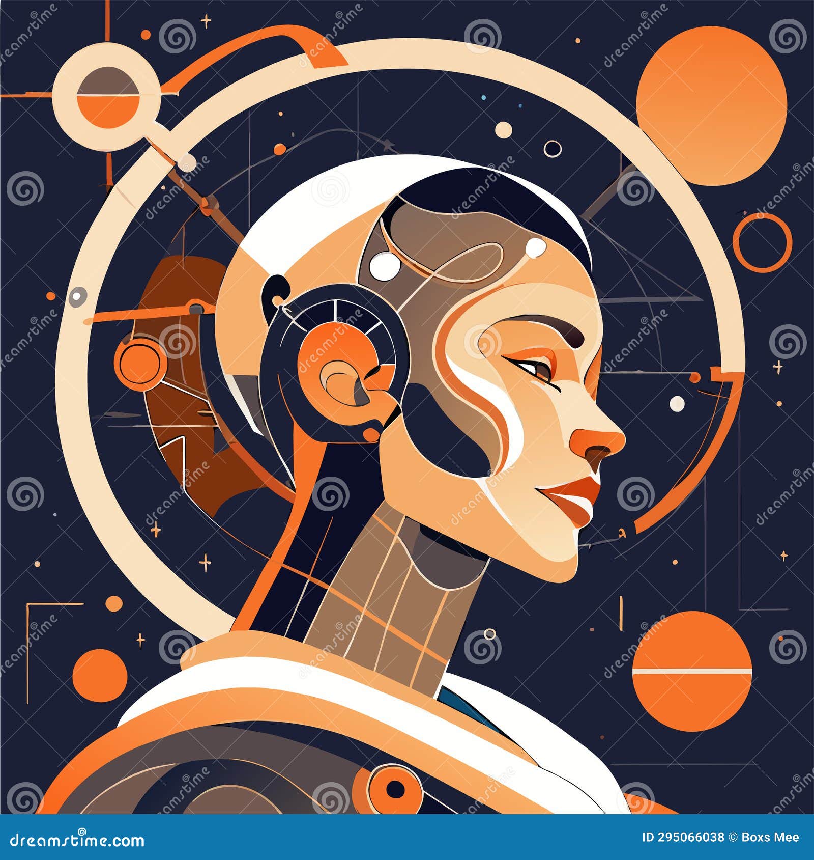 Astronaut in Outer Space. Futuristic Vector Illustration in Flat Style ...