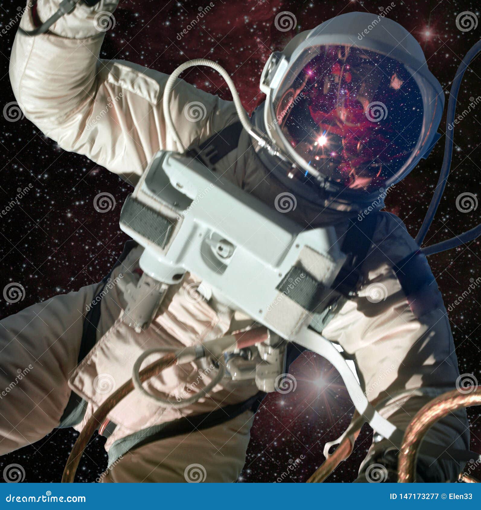 Astronaut in Outer Space with Galaxy Reflection on the Helmet. Stock ...