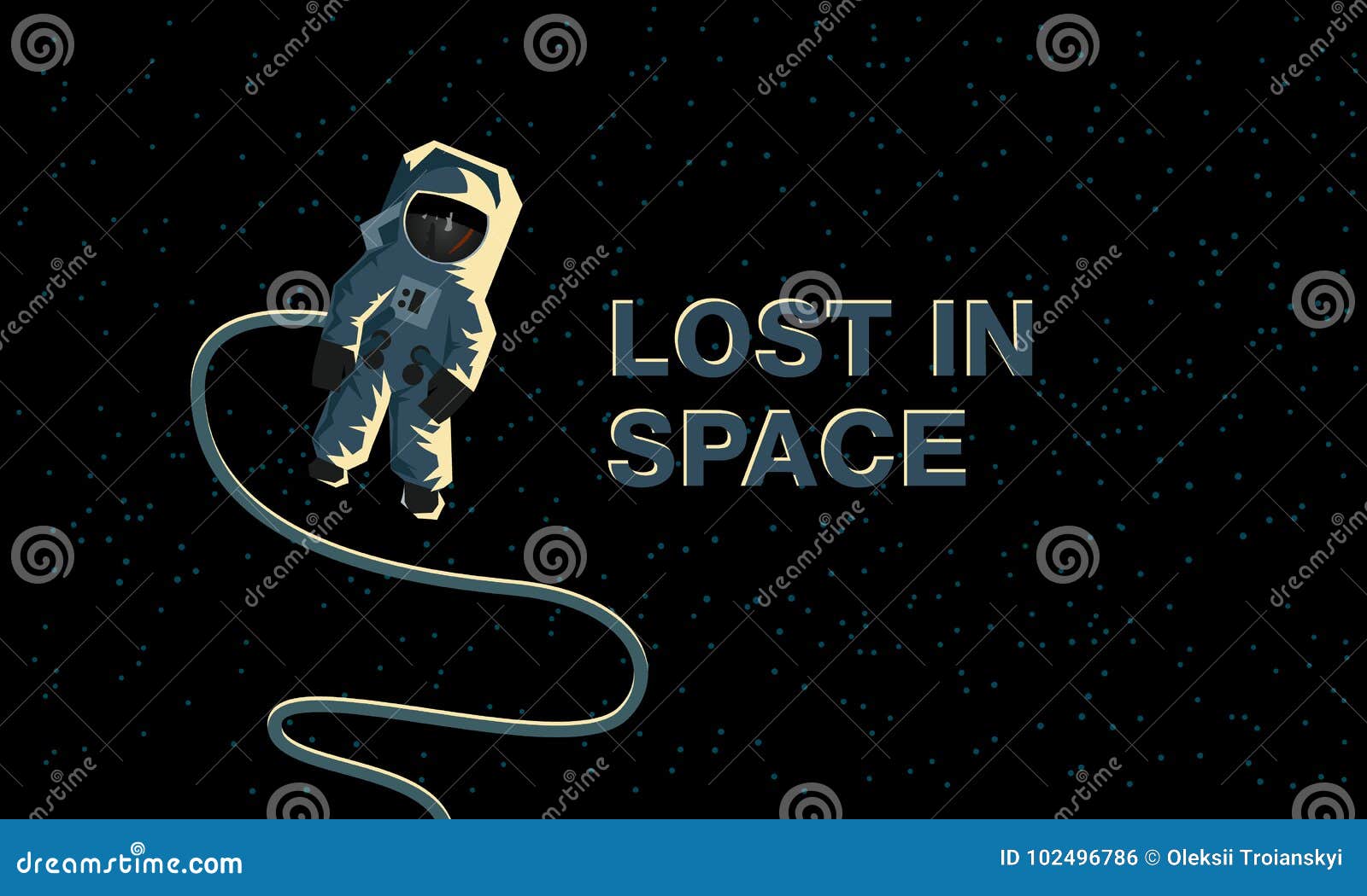 Astronaut in Outer Space. Lost in Space. Flat Concept Illustration ...