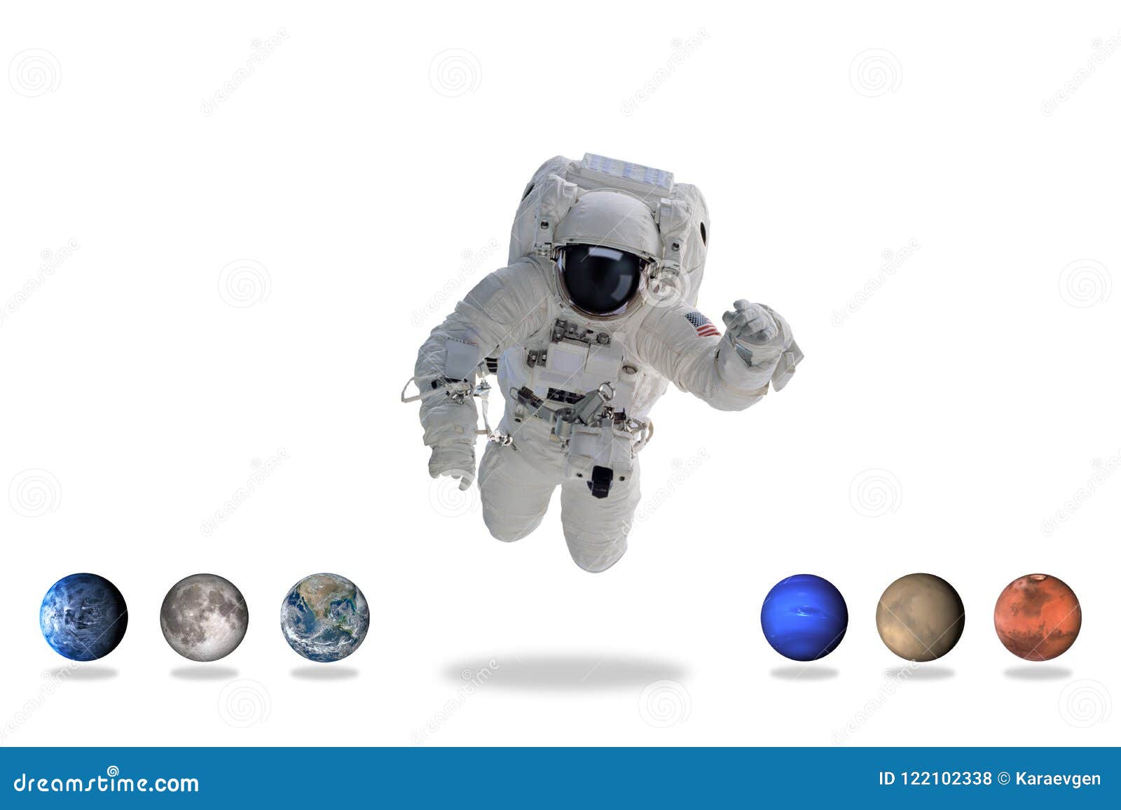 Astronaut in Outer Space with Planets. Minimal Art Stock Photo - Image ...
