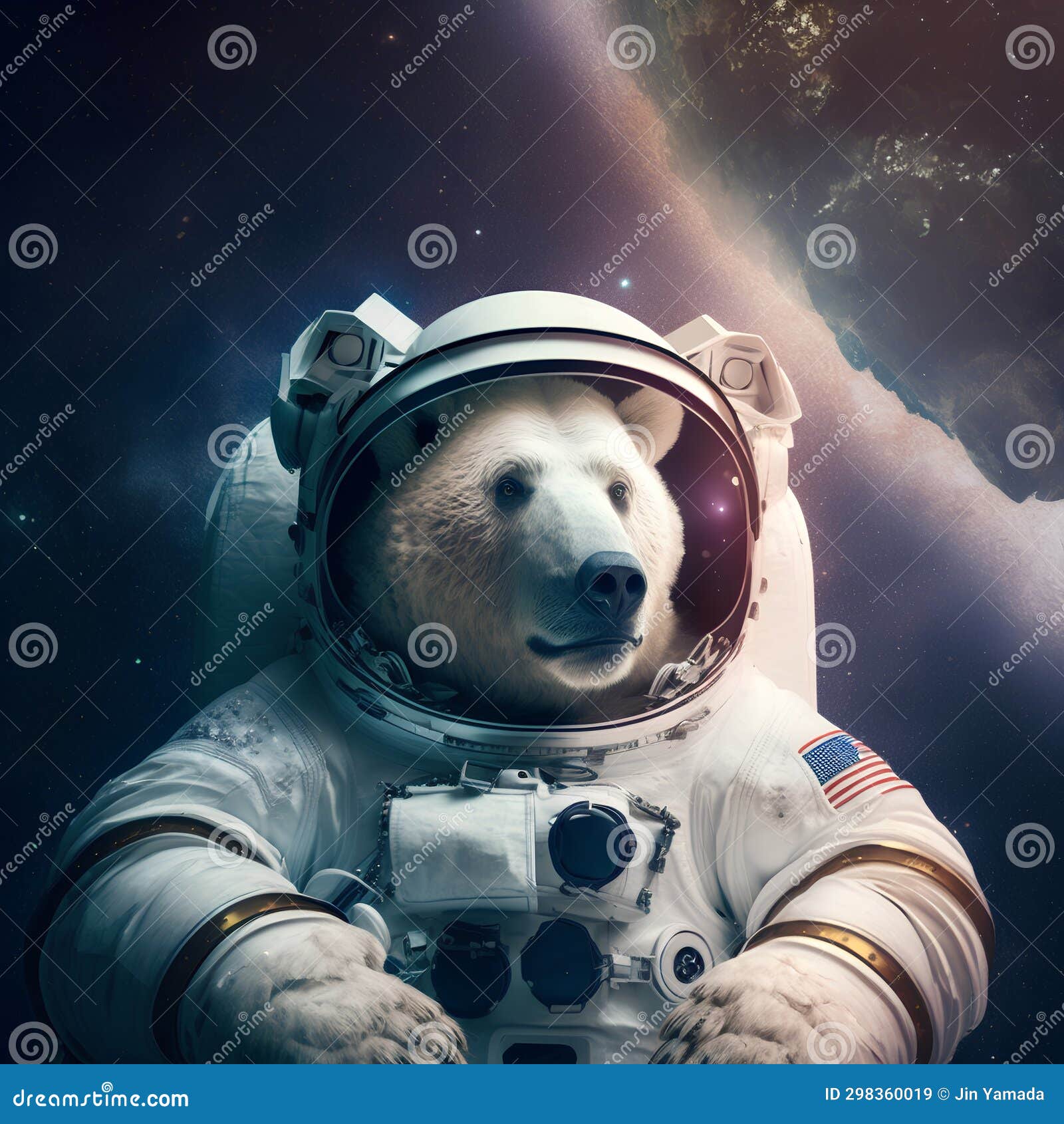 Astronaut in Outer Space with a Polar Bear. Elements of this Image ...