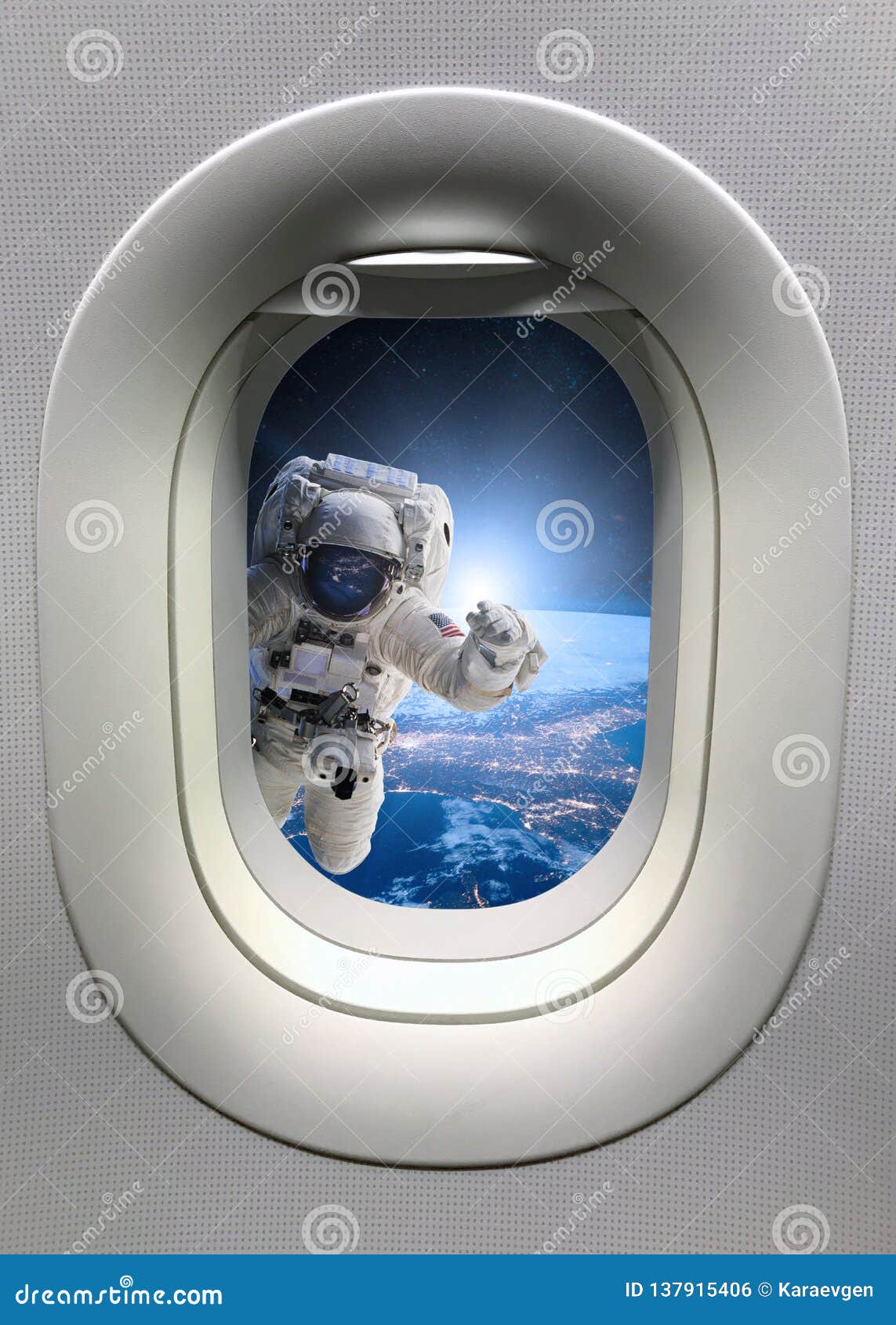 Astronaut in Outer Space from Porthole. Elements of this Image ...