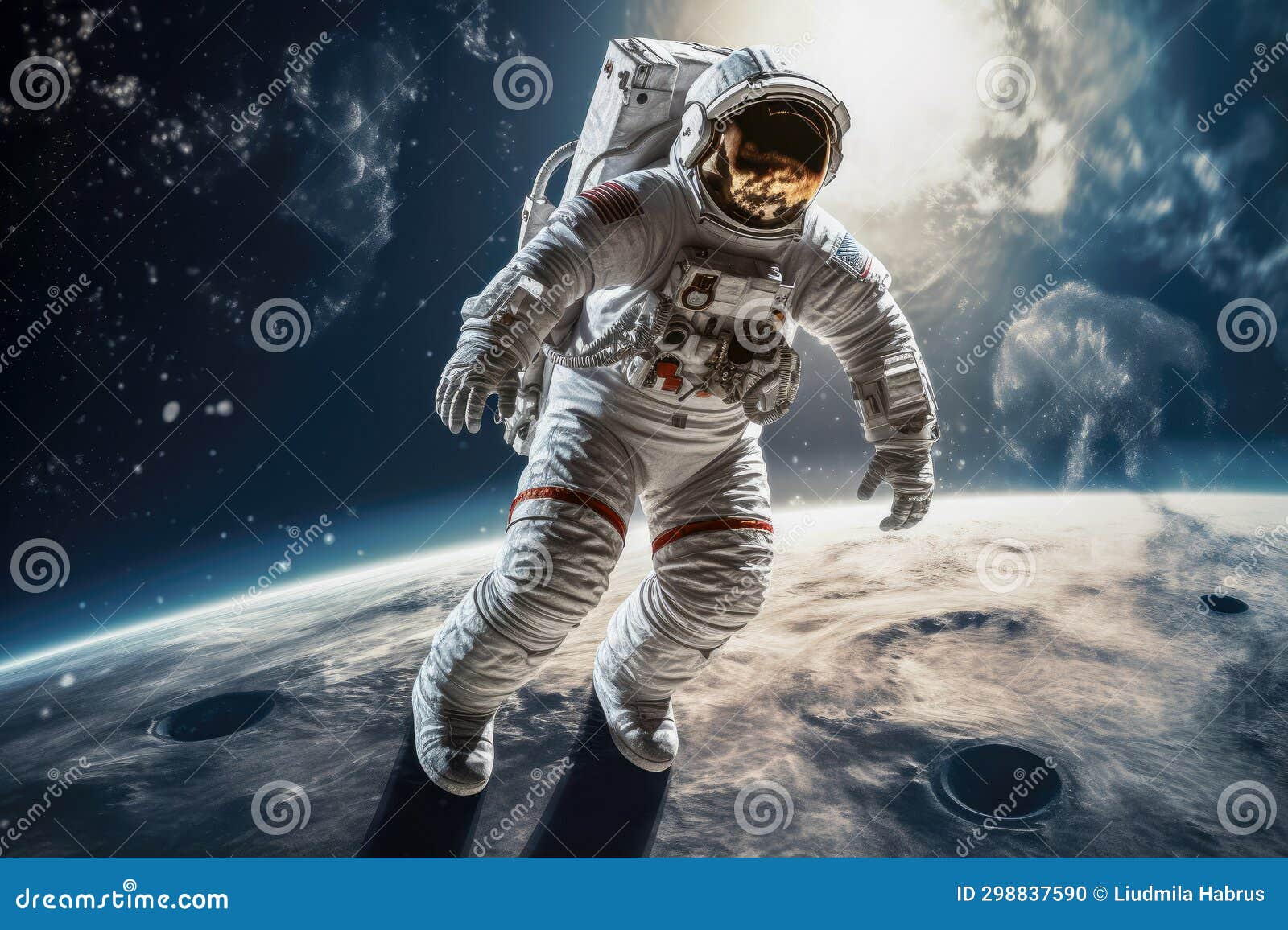 Astronaut in Outer Space. Science Fiction Art. Stock Illustration ...